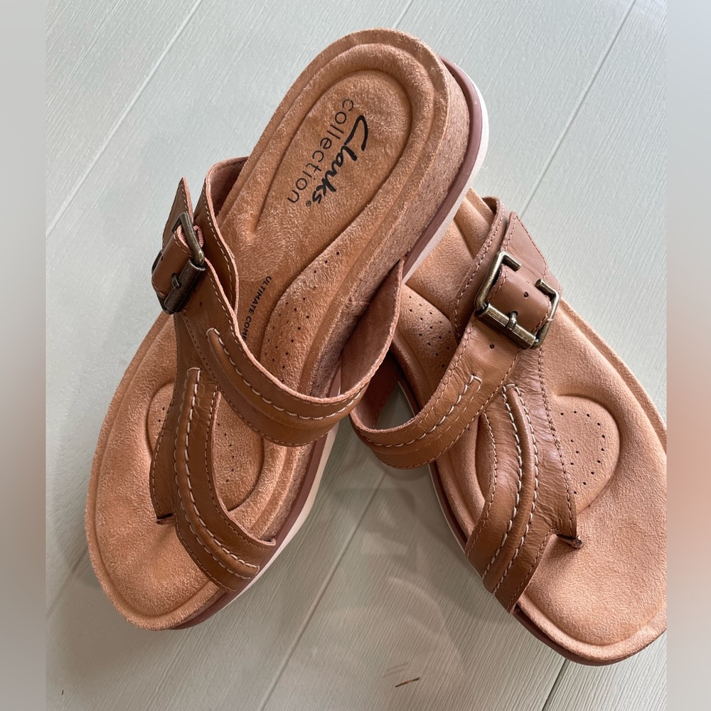 Clarks Brynn Madi Women Leather Slip-On Wedge Sandals - Gem
